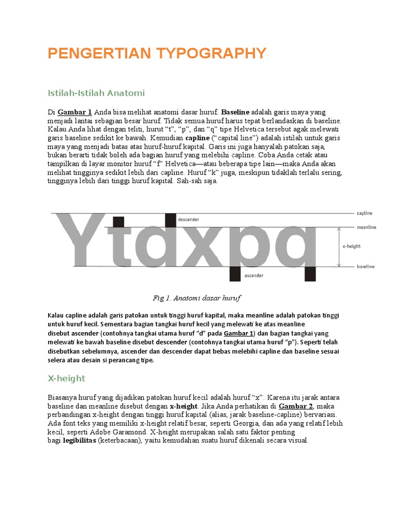 Pengertian dan Anatomi Tipografi | PDF