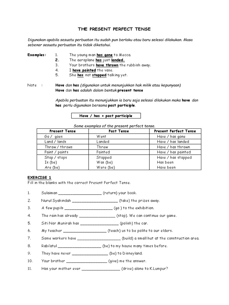 The Present Perfect Tense | PDF