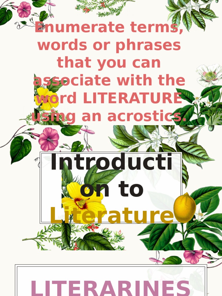 An Acrostic Exploration of Literary Terms and Genres | PDF | Monologue ...
