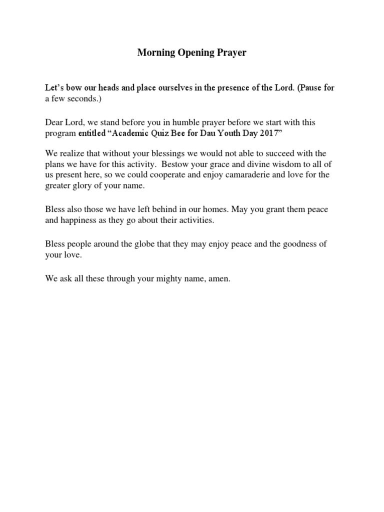 Opening Prayers | PDF | Religious Behaviour And Experience | Worship