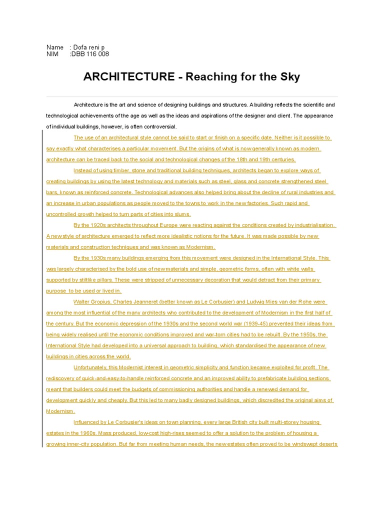 ARCHITECTURE (Reading Assignment) | PDF | Art Media | Architectural Design