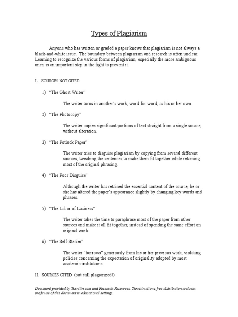 Types of Plagiarism | PDF | Plagiarism | Citation