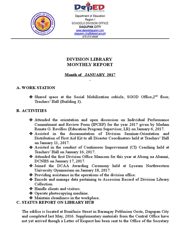 Edited Monthly Report March 20171 | Librarian | Libraries