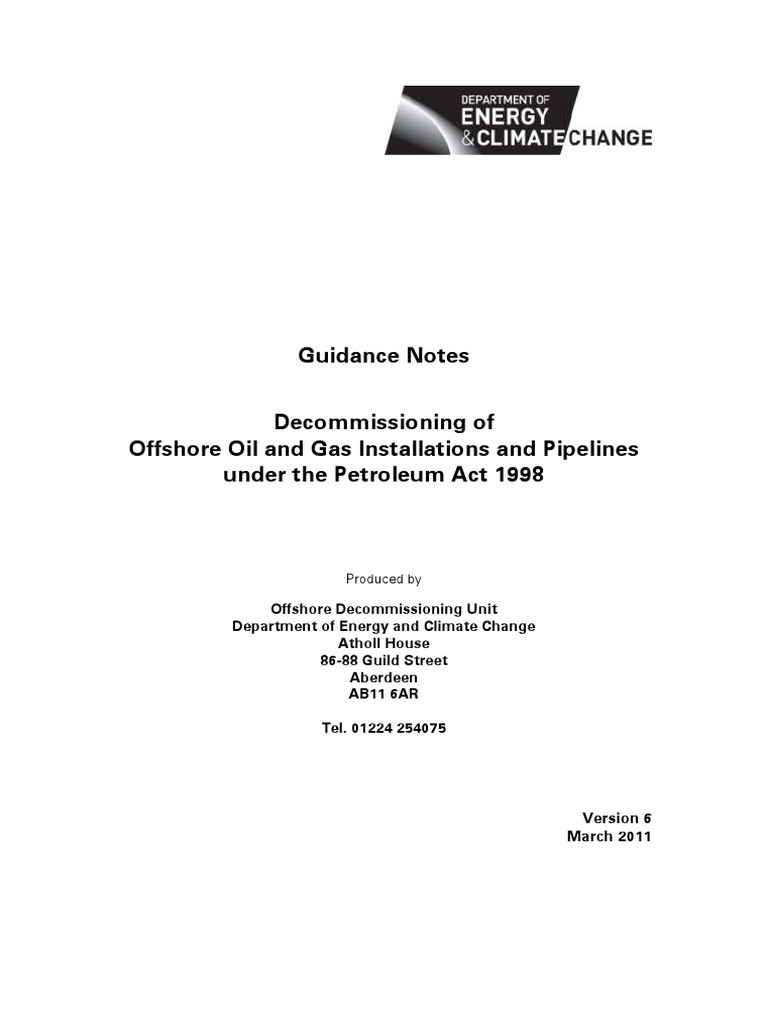 Decommissioning Guidance under Petroleum Act | PDF | Carbon Capture And ...