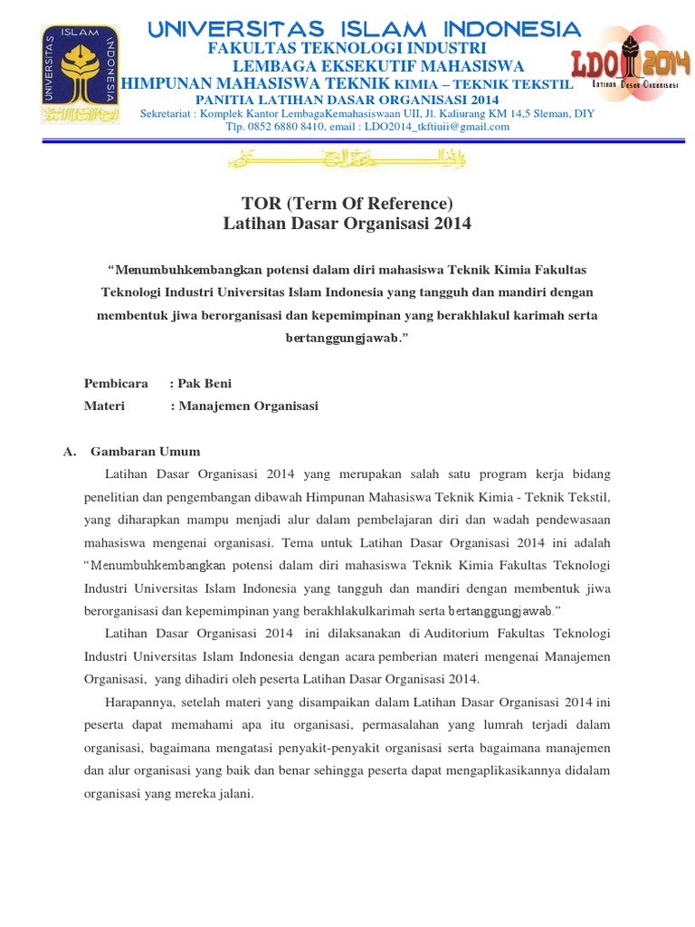 Contoh TOR | PDF