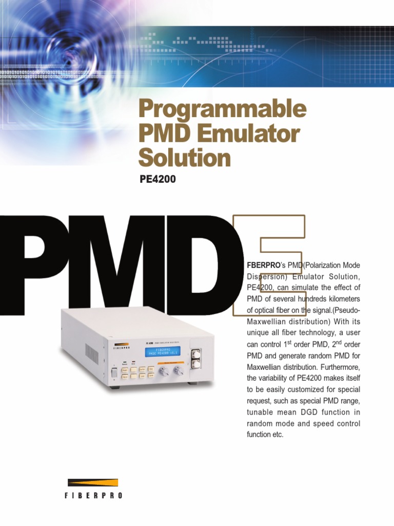 PMD Emulator PE4200 | PDF | Optical Fiber | Computing