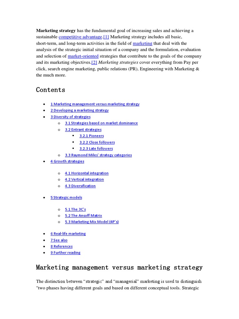 Marketing Strategy | PDF | Marketing Strategy | Strategic Management