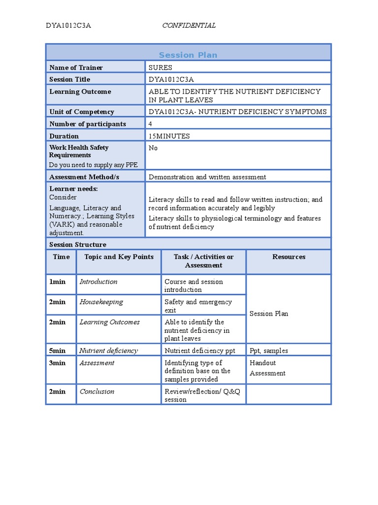 Correction Assessment 14. Session Plan1 (Sures) | PDF | Educational ...