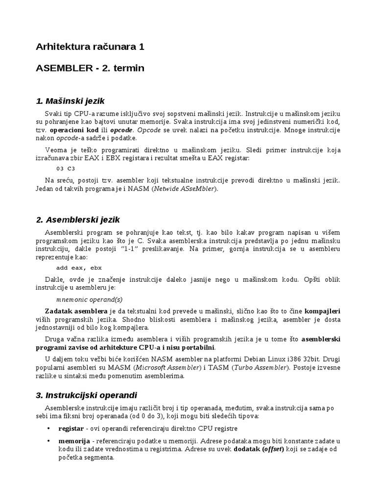 AR1 - Asembler 2 PDF | PDF