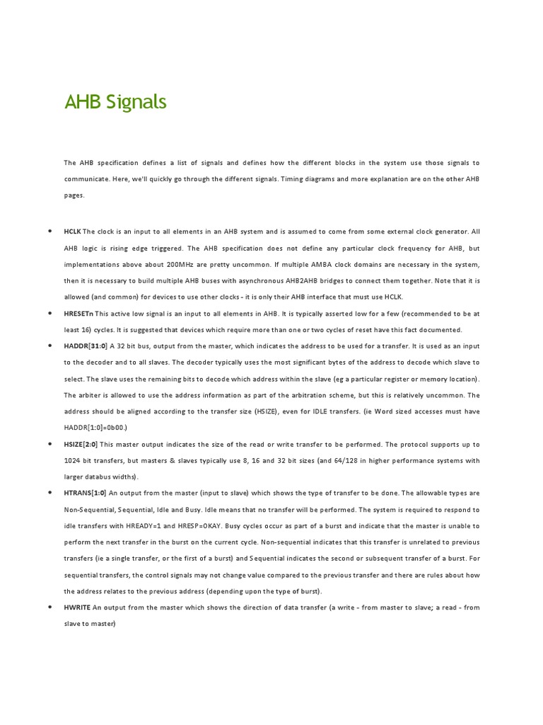 AHB Signals | PDF | Input/Output | Computer Architecture