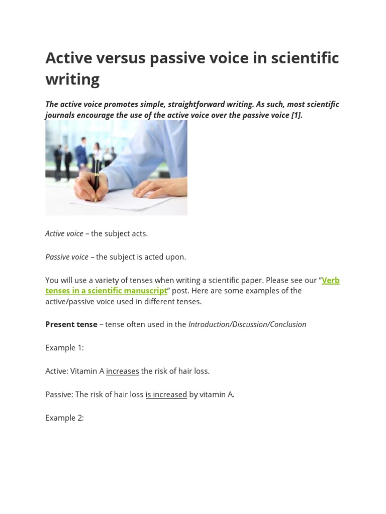 Active Versus Passive Voice in Scientific Writing | PDF | Grammatical ...