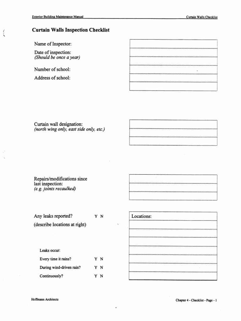 3 Curtain Walls Inspection Checklist