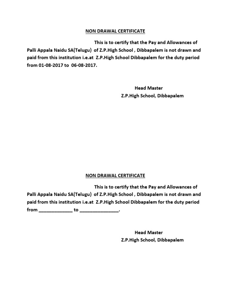 Non Drawal Certificate | PDF