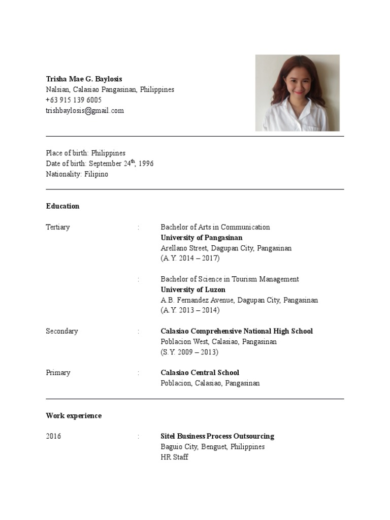 Trisha Mae Baylosis - CV | PDF
