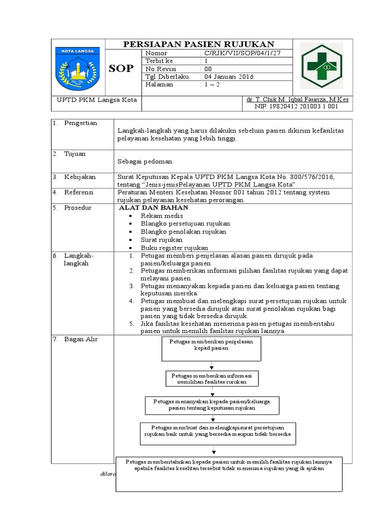 Sop Persiapan Pasien Rujukan | PDF