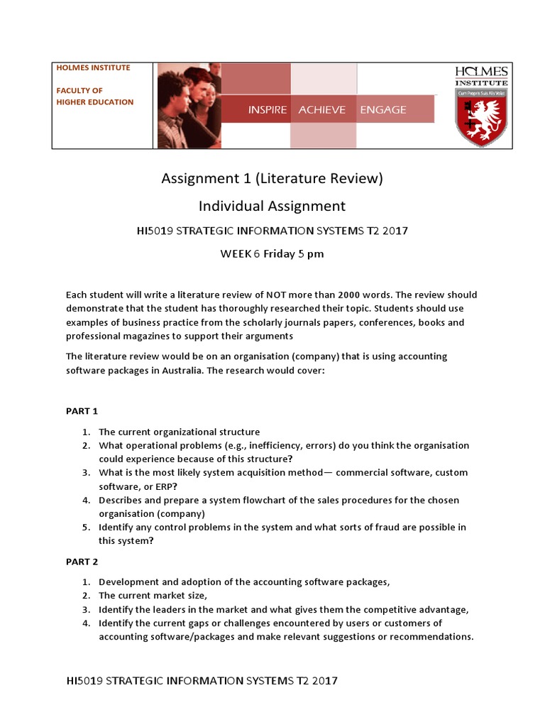 Assignment 1 (Literature Review) Individual Assignment: Hi5019 ...