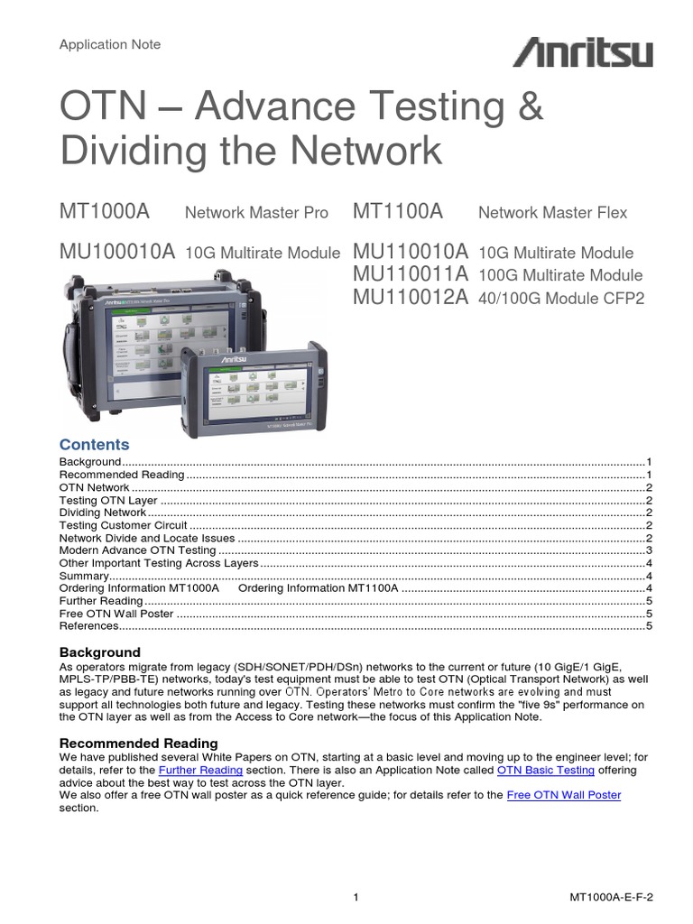 OTN - Advance Testing & Dividing The Network: MT1000A MT1100A MU100010A ...