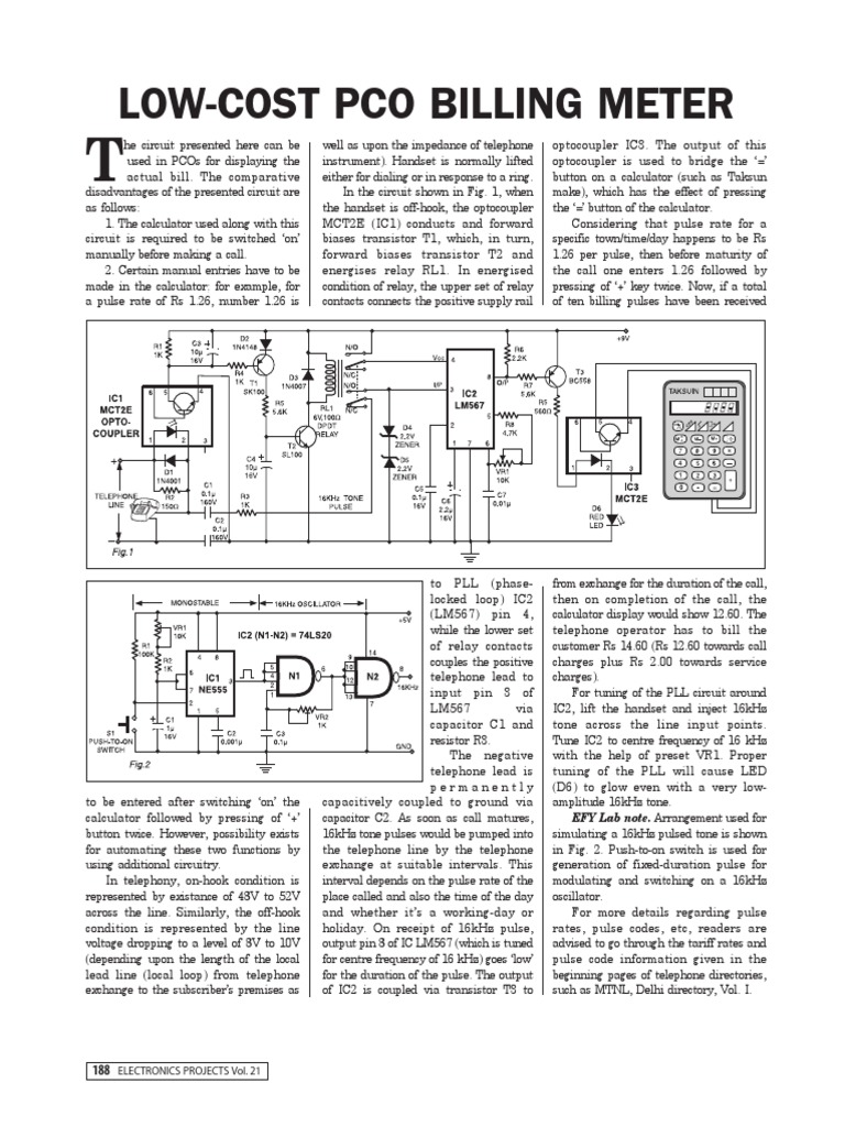 Low Cost PCO Billing Meter PDF | PDF | Telephone | Capacitor