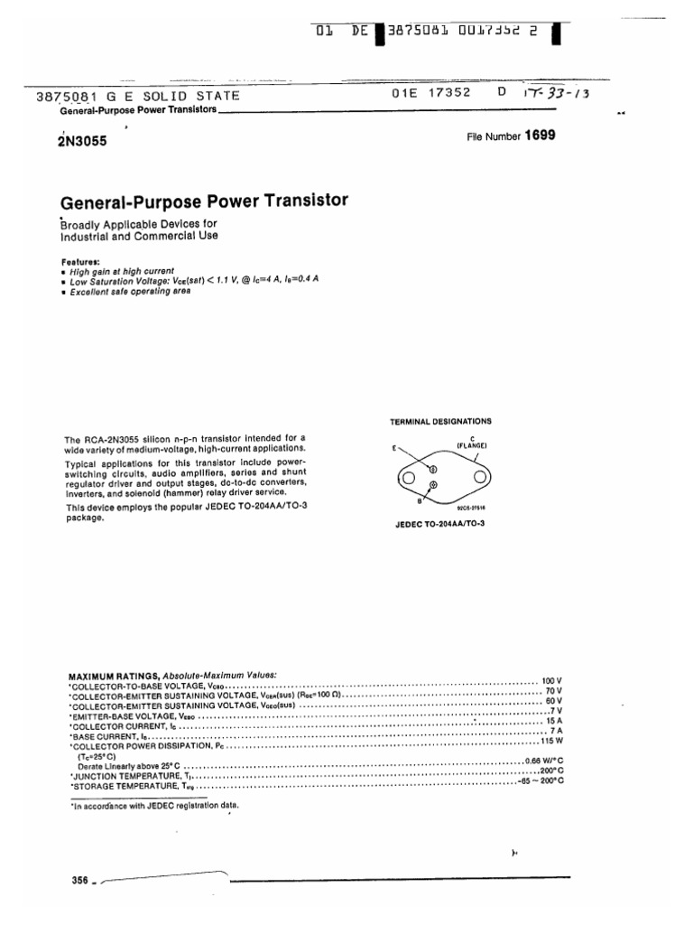 2n3055 Collector Characteristic Curve | PDF