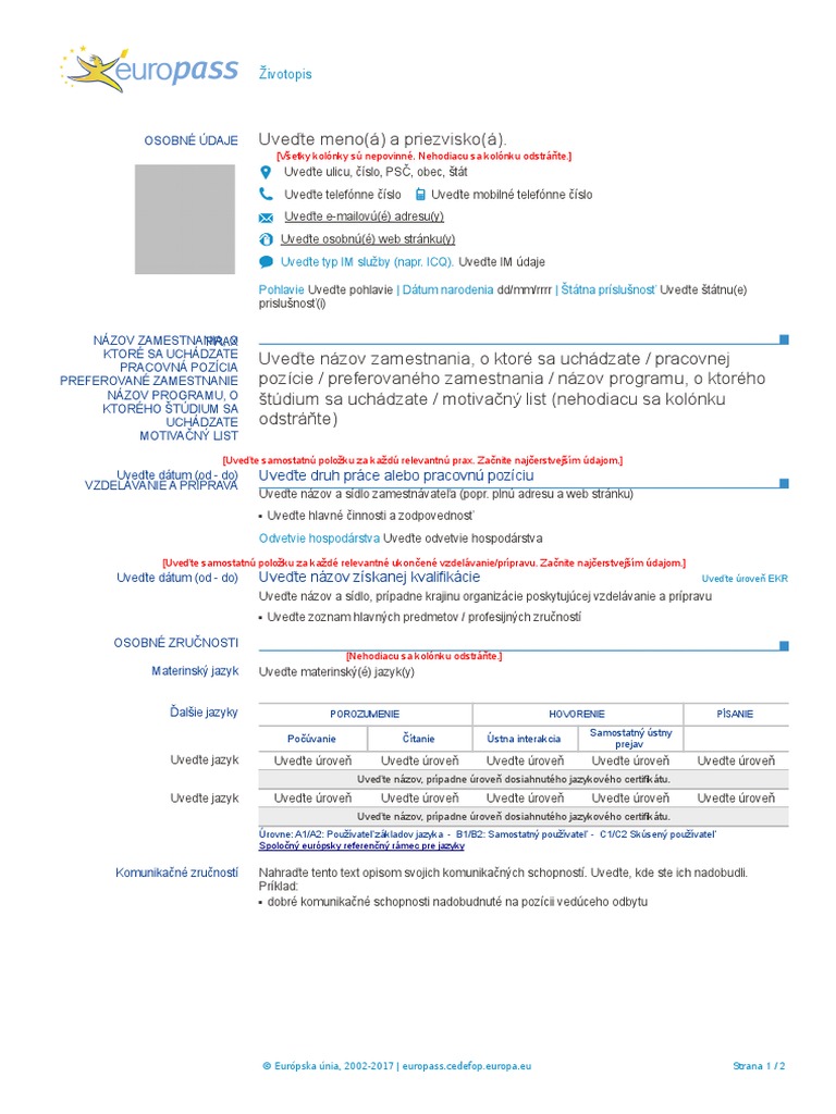 Ecv Template SK | PDF
