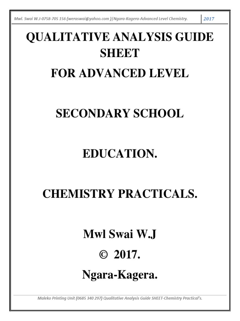 Qualitative Analysis Guide Sheet | PDF | Molecules | Physical Chemistry