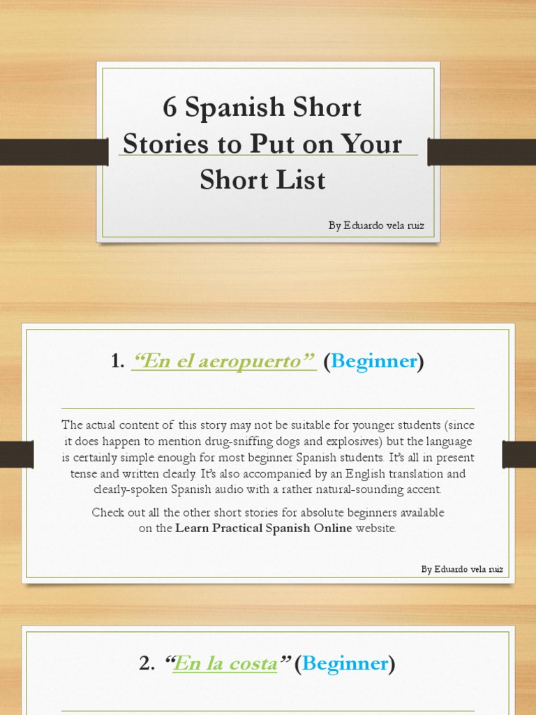 6 Short Stories for Spanish Beginners | PDF | Short Stories