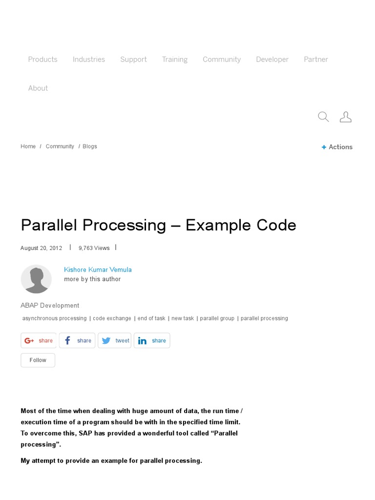 Parallel Processing Example Code Sap Blogs Pdf Parallel Computing Computer Programming