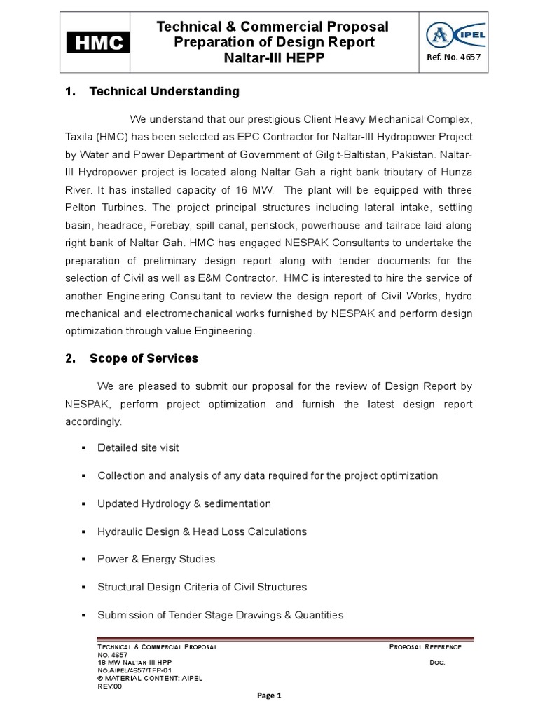 Technical & Commercial Proposal Preparation of Design Report Naltar-III ...