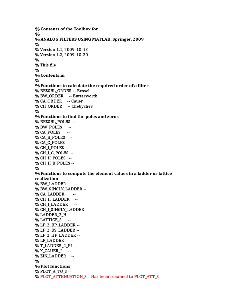 MATLAB Toolbox for Analog Filters | PDF | Teaching Methods & Materials ...