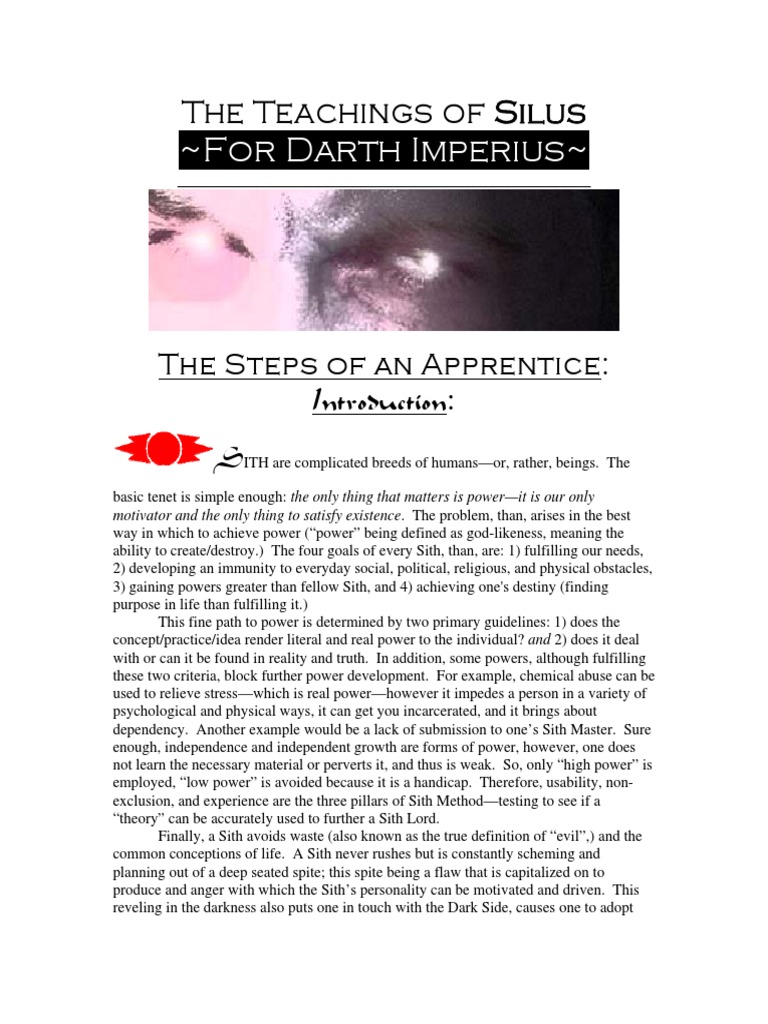 For Darth Imperius : The Teachings of Silus | PDF | Philosophy | Self ...