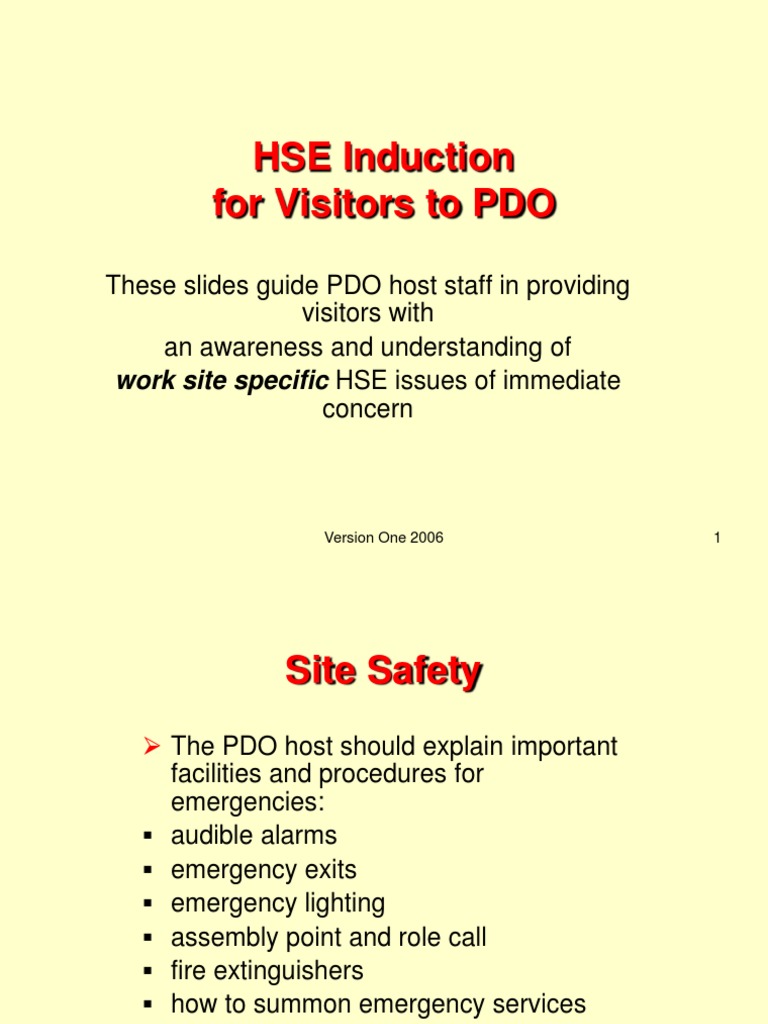 HSE Induction For Visitors To PDO | PDF