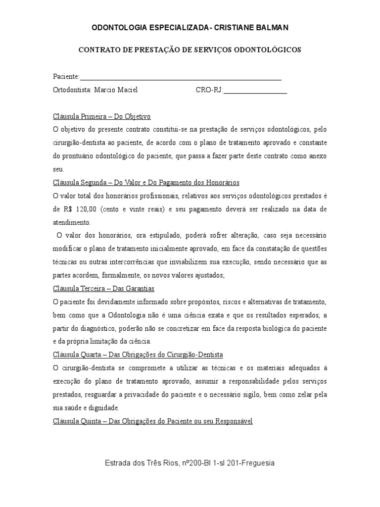 Contrato Orto | Odontologia | Dentista