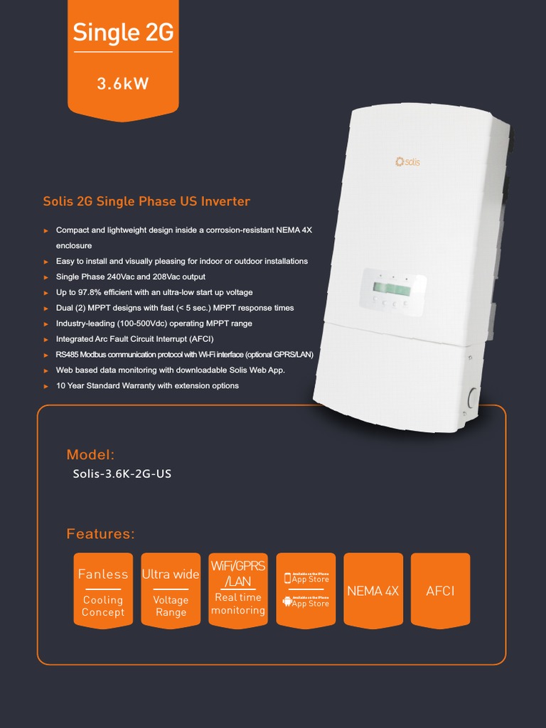 Datasheet Solis 3.6K 2G US 1phase 20170613 | PDF | Power Inverter ...