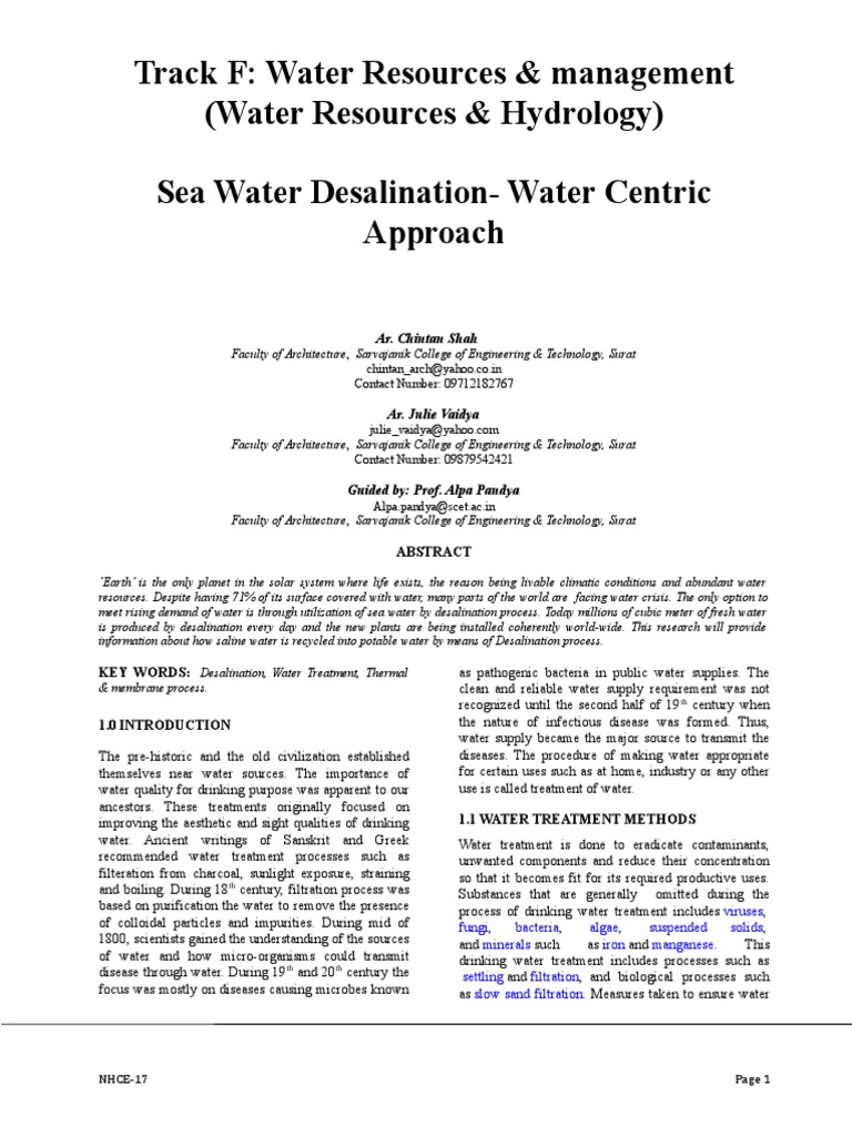 Sea-Water Desalination | PDF | Desalination | Water Resources