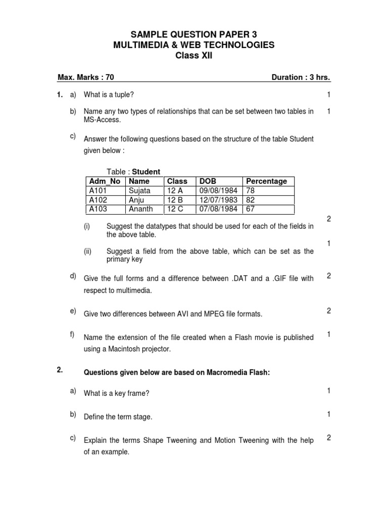 Microsoft Word - 3 - SamplePaper PDF | Download Free PDF | Computer ...