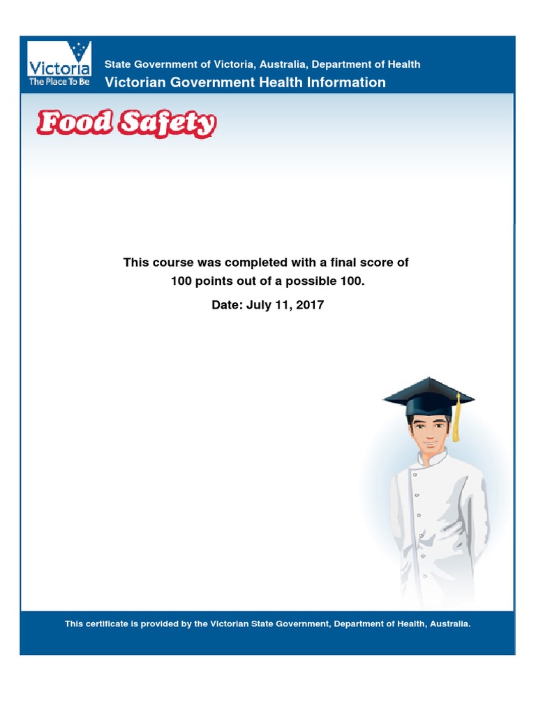 DHS Food Safety Certificate | PDF | Safety | Food Politics