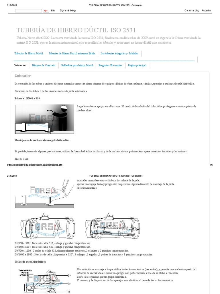 Tubería de Hierro Dúctil Iso 2531 - Colocacion | PDF | Ingeniería ...