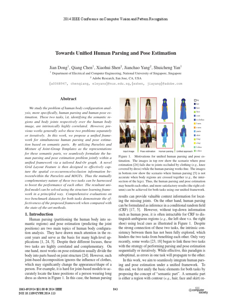 Towards Unified Human Parsing and Pose Estimation: Jian Dong, Qiang Chen, Xiaohui Shen, Jianchao ...
