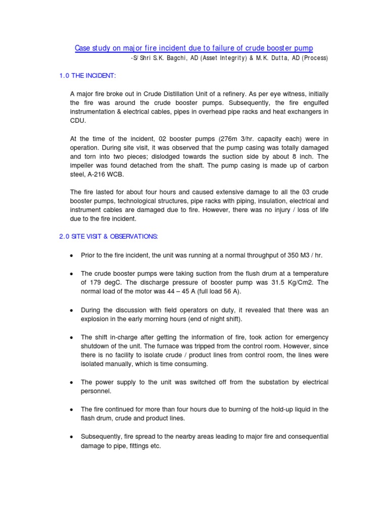 Case Study NRL Fire | PDF | Pump | Nut (Hardware)