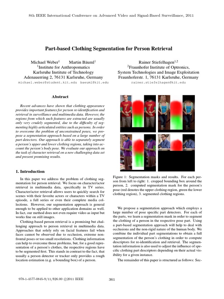 Part-Based Clothing Segmentation For Person Retrieval | PDF | Image ...
