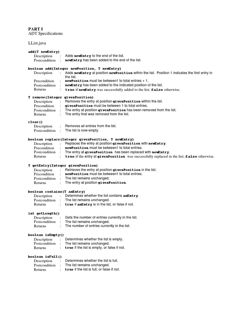 Appendix 4.1 ADT List Specification | Download Free PDF | Boolean Data ...