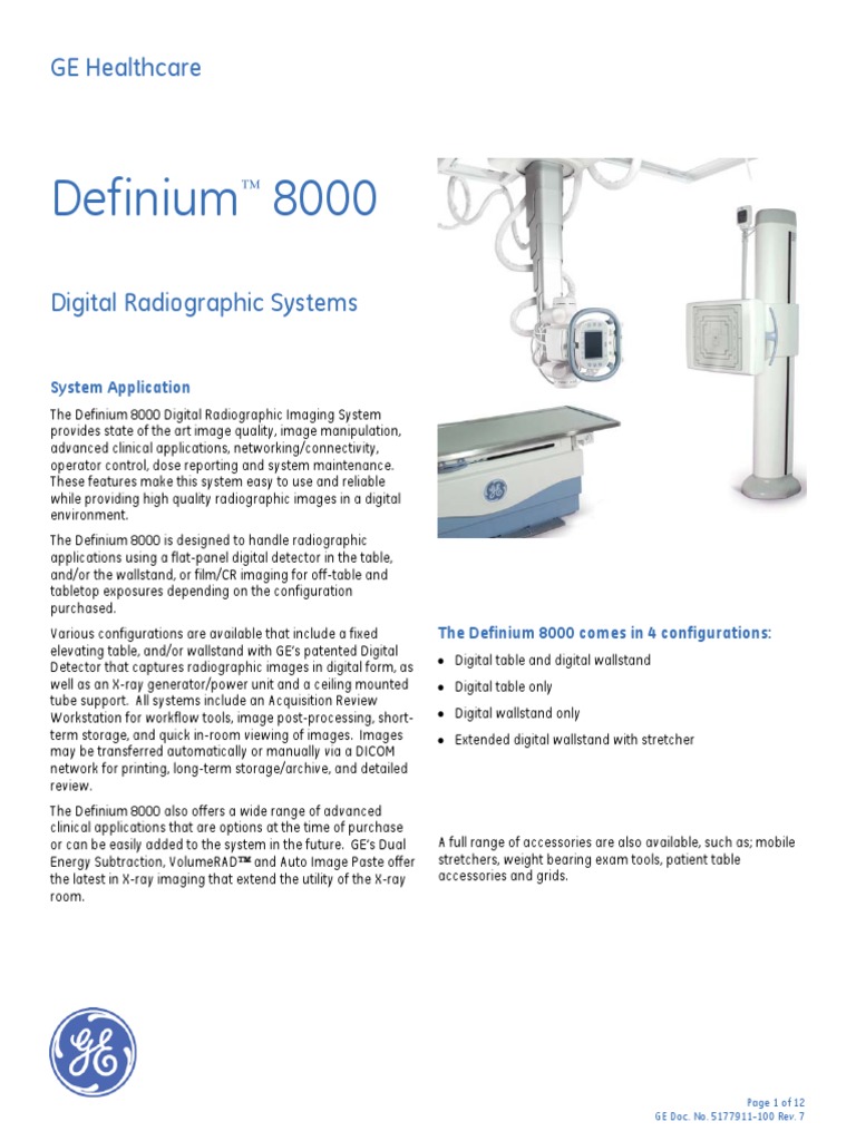 Data Sheet Definium8000 | PDF | Vacuum Tube | Radiography