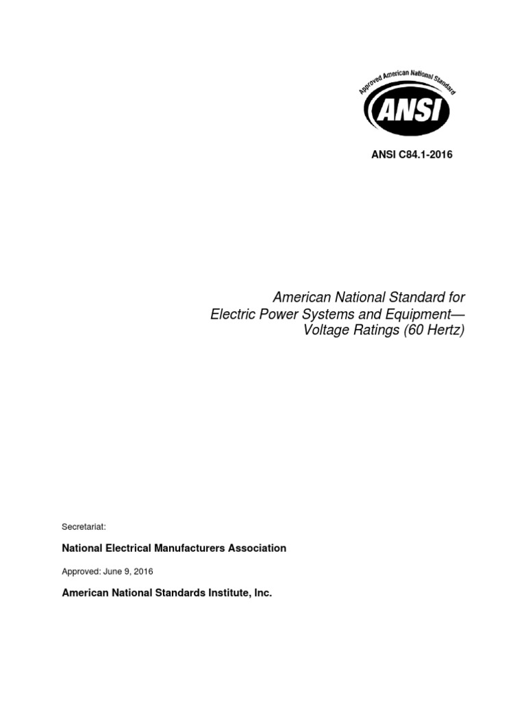 Ansi C84-1-2016 Contents and Scope PDF | PDF | Standardization ...