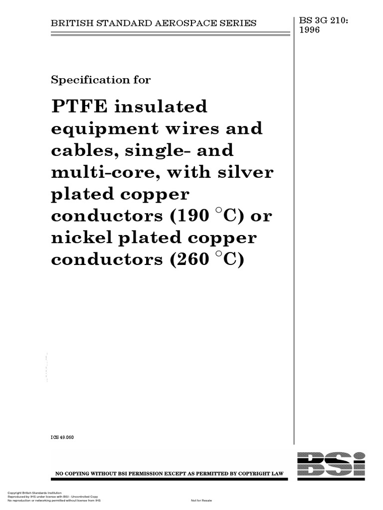 BS 3G 210 PTFE Insulated Equipment Wires & Cables, Single - & Multi ...