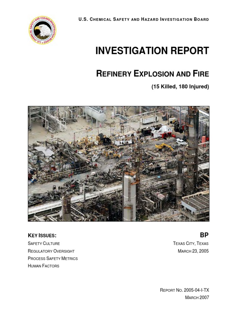 BP Refinery Explosion in Texas City in 2005 - Investigation Report PDF ...