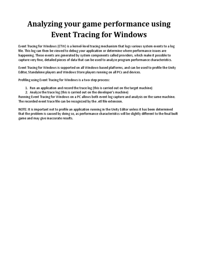 Analyzing Your Game Performance Using Event Tracing For Windows | PDF ...