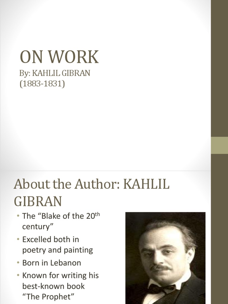 ON WORK Kahlil Gibran | PDF | Kahlil Gibran | The Prophet (Book)