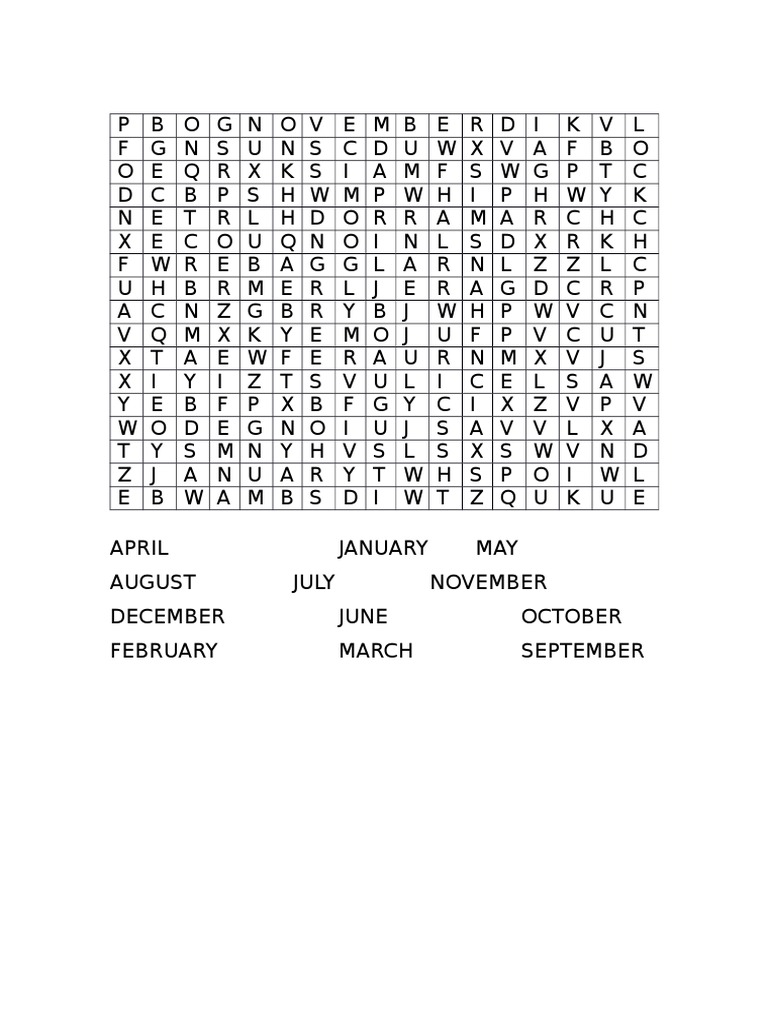 Sopa de Letras Meses Del Año | PDF