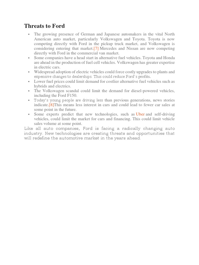 Threats To Ford | PDF | Ford Motor Company | United States ...
