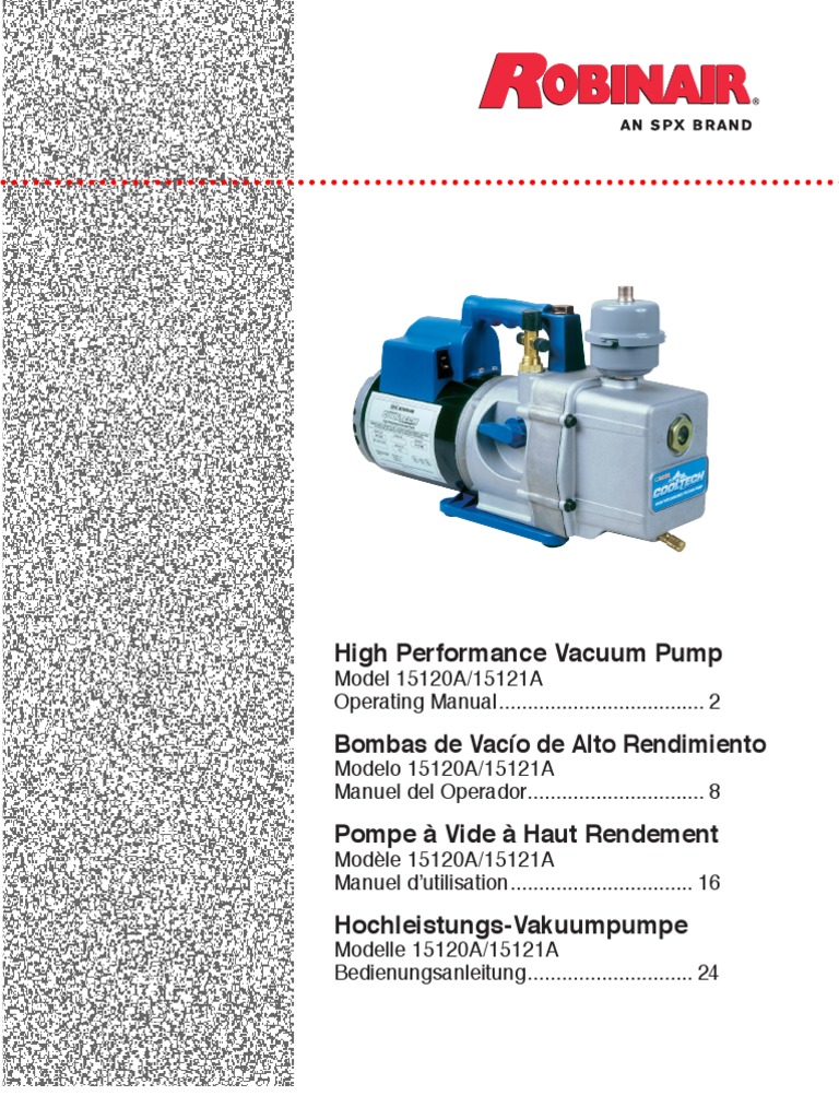 Robinair 15120 Series | PDF | Vacuum | Pump